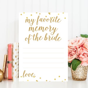 Favorite Memory of the Bride Game Bridal Shower Game | Etsy
