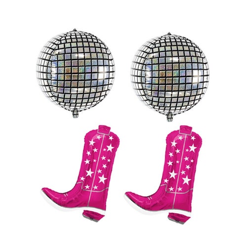 Disco Cowgirl Balloons Disco Ball Balloons Cowgirl Boots - Etsy