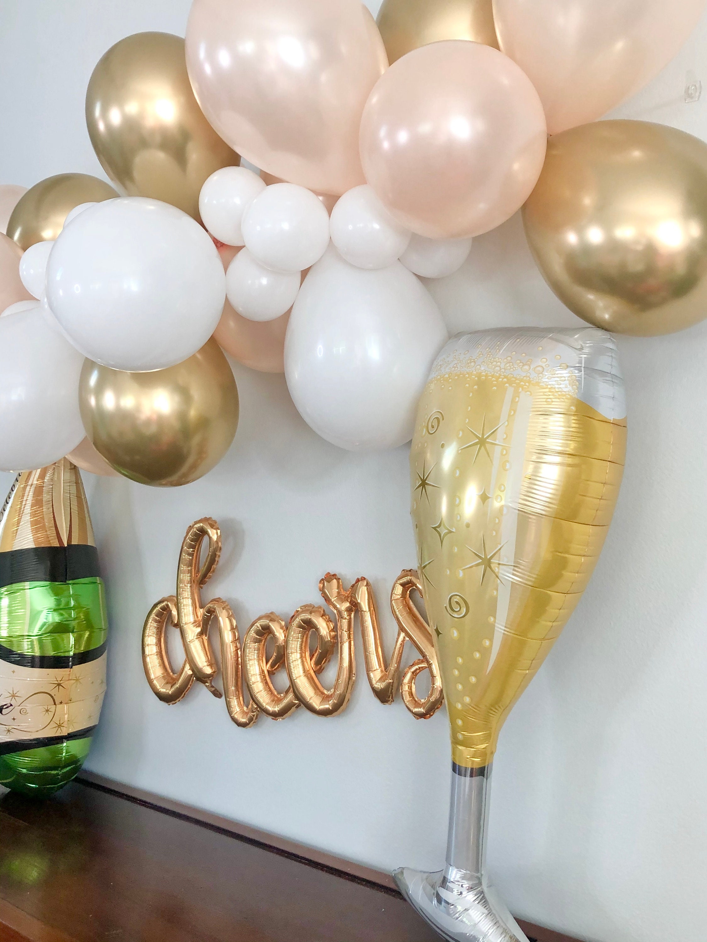Gold Balloon Garland Kit Champagne Bottle Balloon Cheers | Etsy
