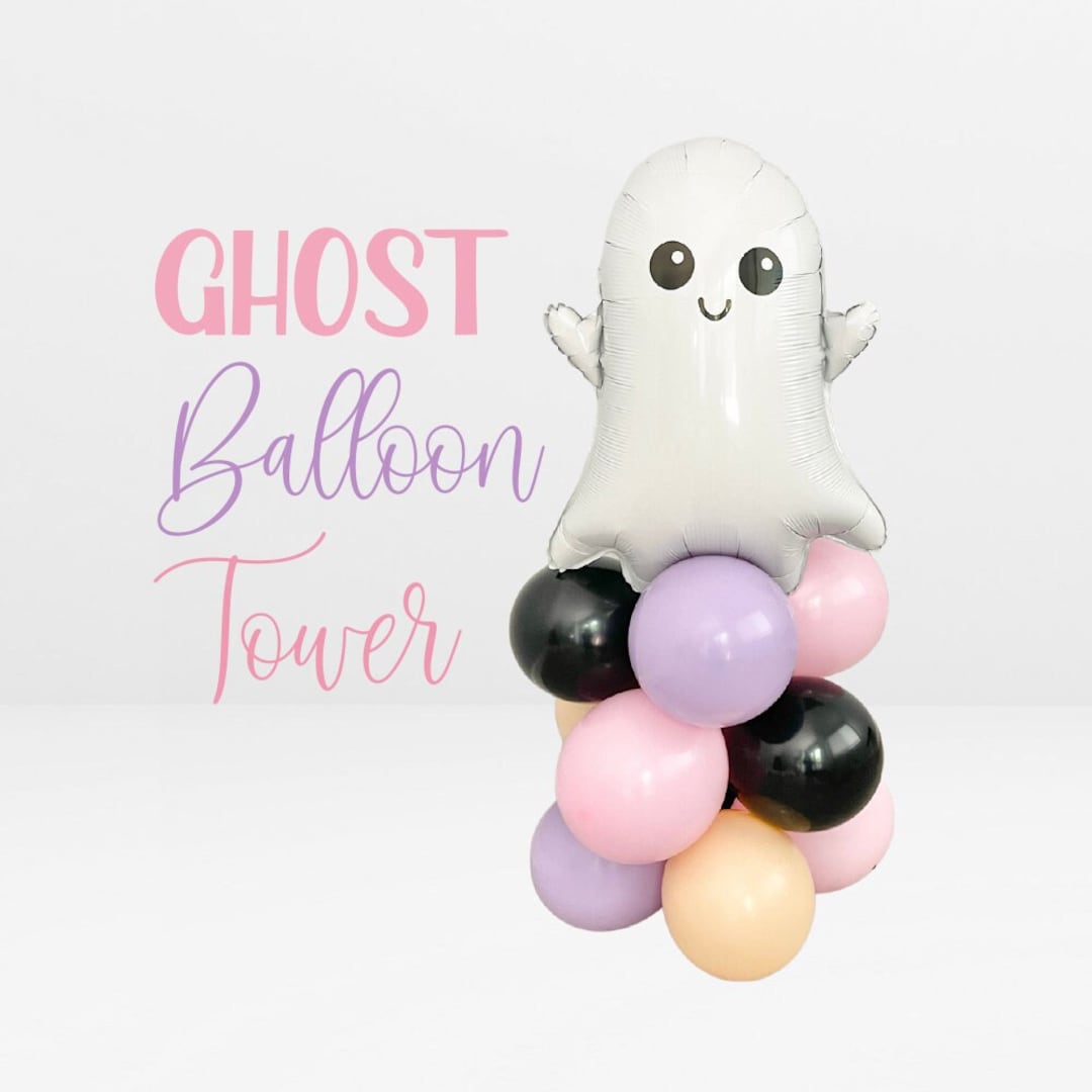 Pastel Halloween Balloons, Baby Ghost Balloon Tower, Halloween ...