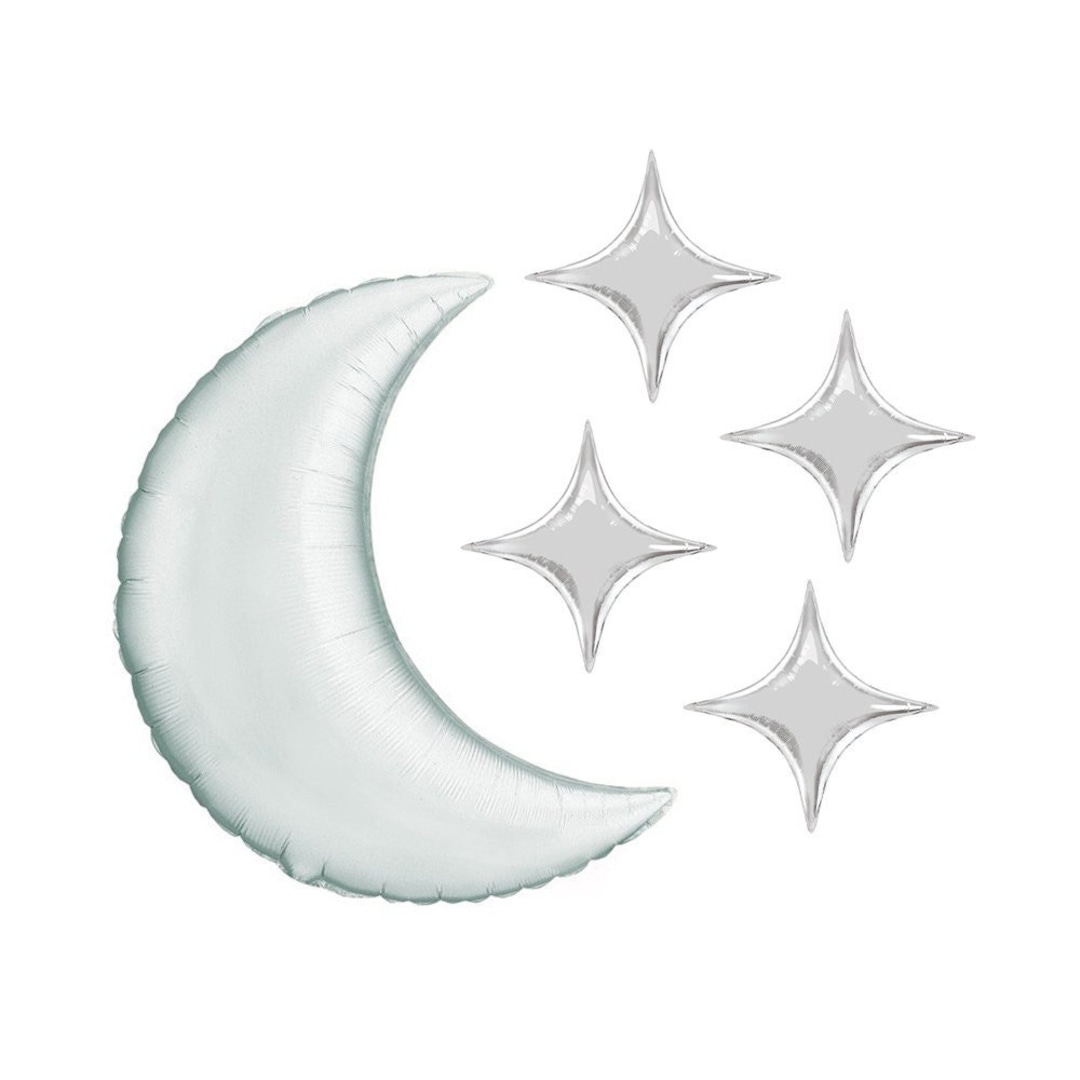Silver Moon and Star Balloons, Moon Balloon, Twinkle Twinkle Little ...