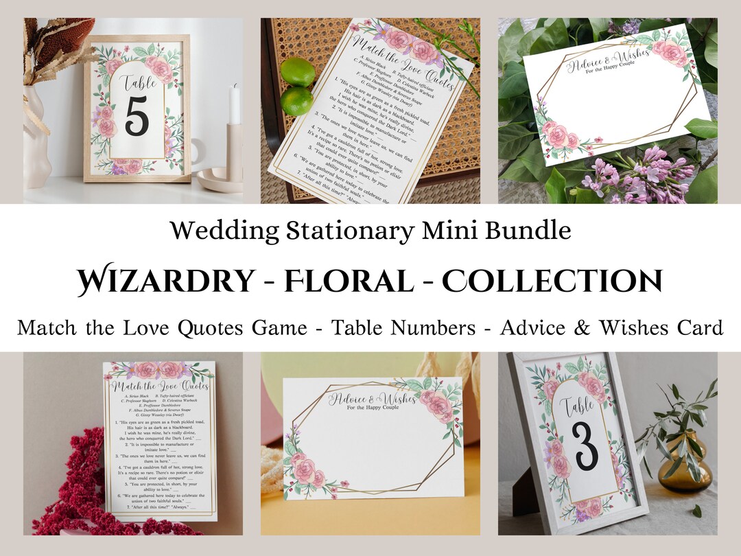 Magical Wizardry World Template Bundle: Book Love Quotes Quiz - Table ...