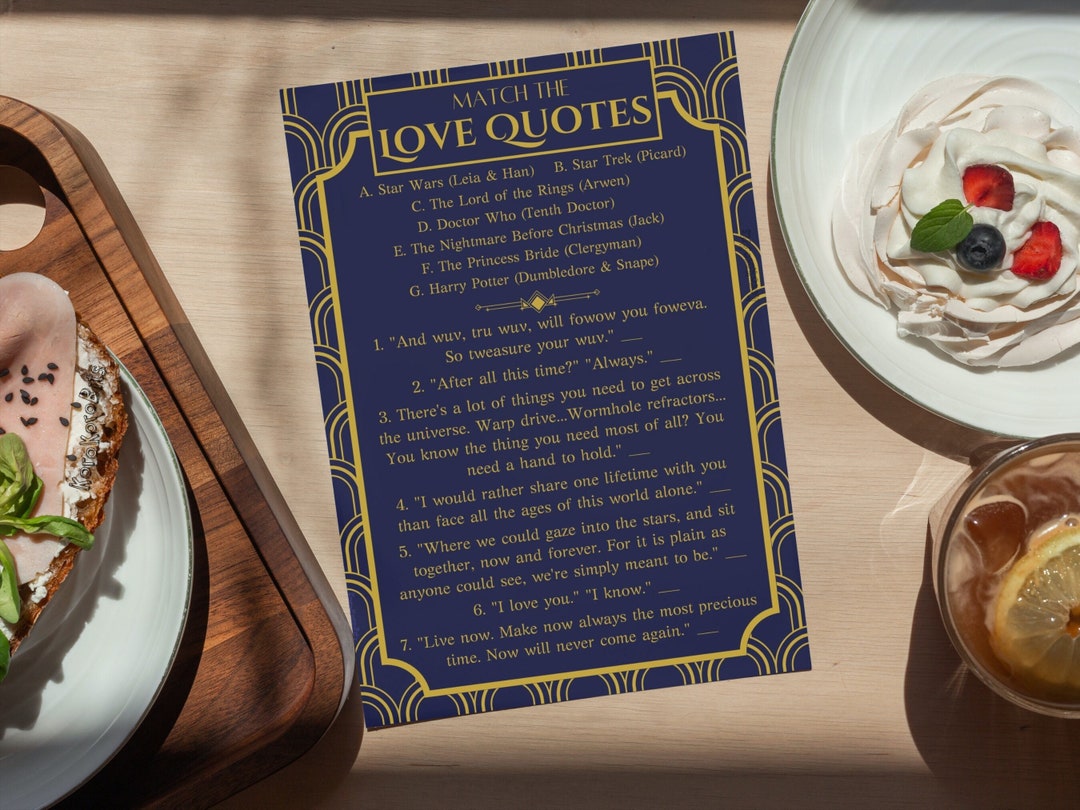 Muti-fandom Nerd: Match the Love Quotes Engagement Party Game - Digital ...