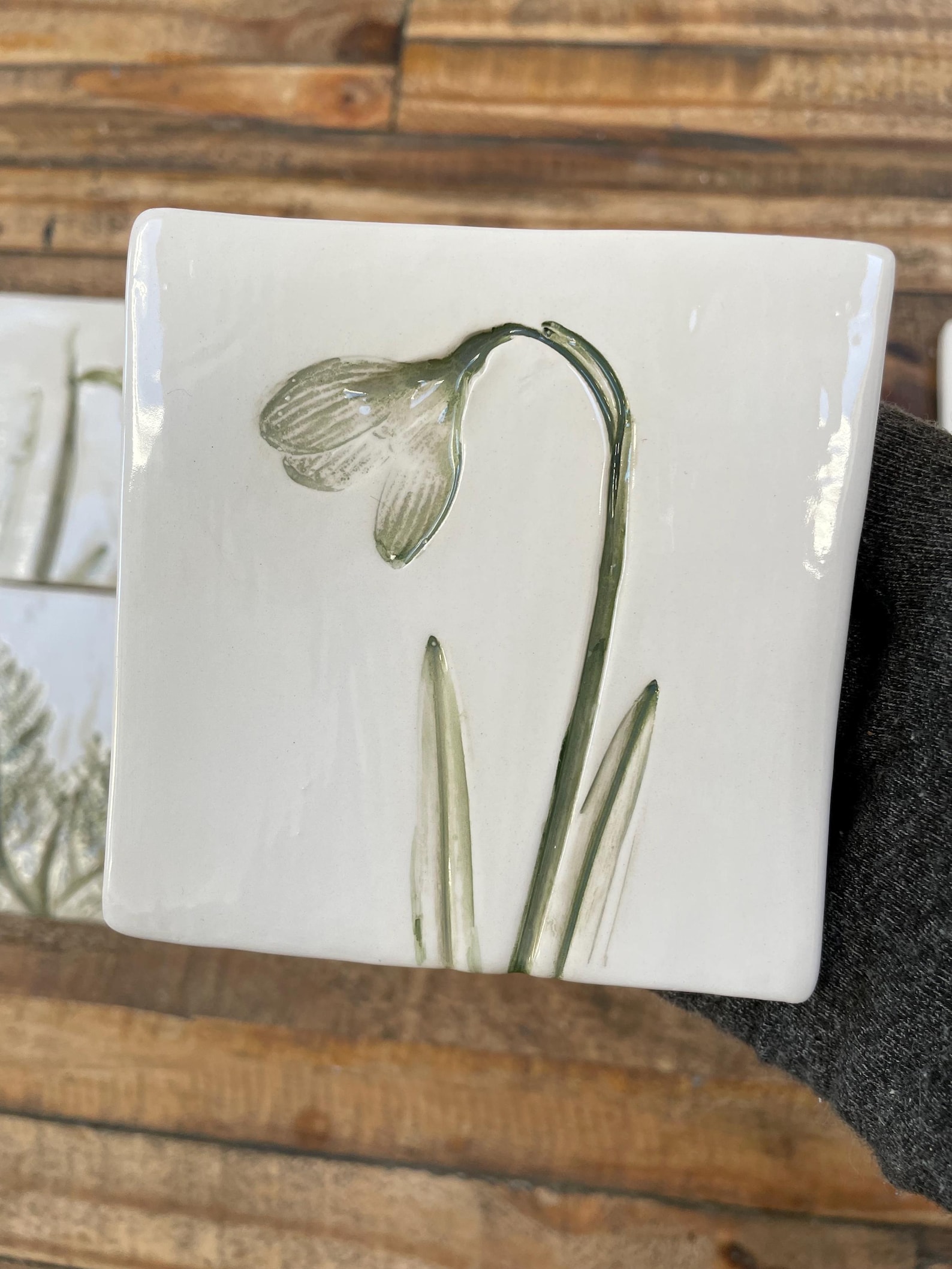 Botanical Spring Ceramic Tiles 9cm Snowdrops, Fern, Daffodils ...