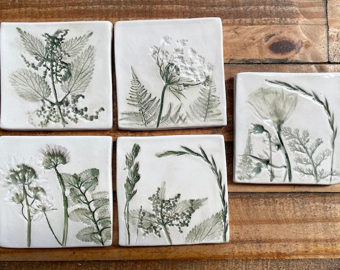 Botanical Ceramic Tiles - 8/8.3cm - Etsy UK