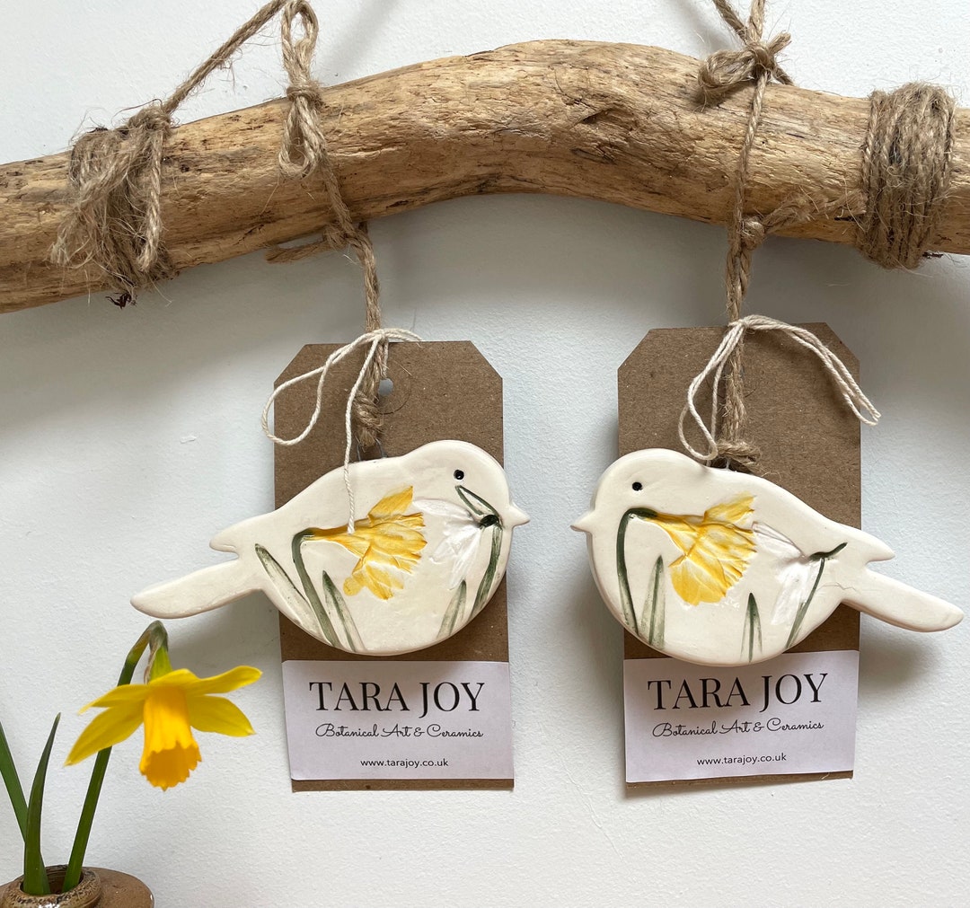 Ceramic Spring Bird Decoration Flowers - Etsy UK
