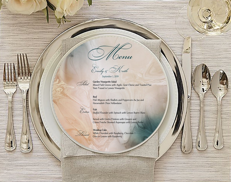 Menu Cards, Wedding Menu Cards, Round Menu Cards, Charger Plates ...