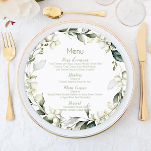 Round Menu Cards, Greenery Menu Cards, Wedding Reception Menu, Table ...