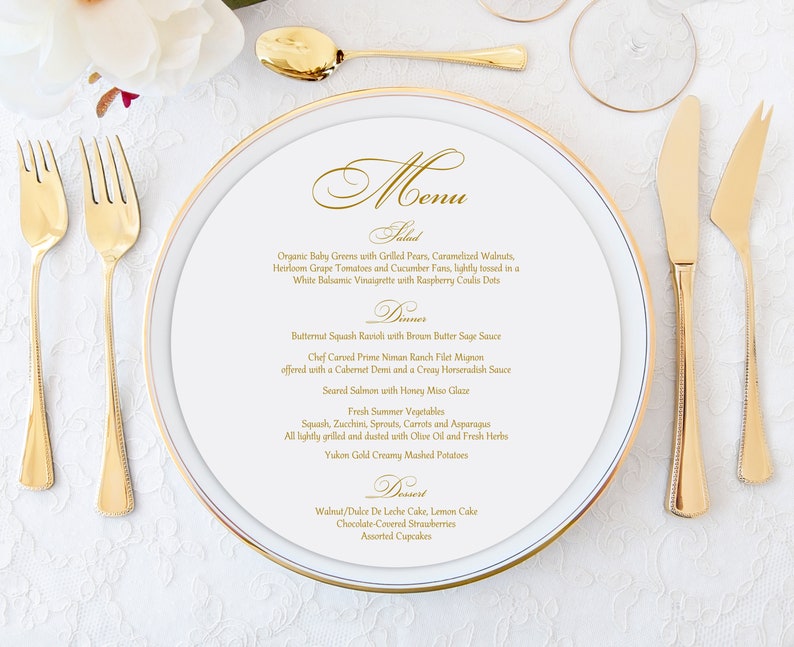150 Wedding Menu Cards Gold Menu Cards Round Circle Round - Etsy Canada
