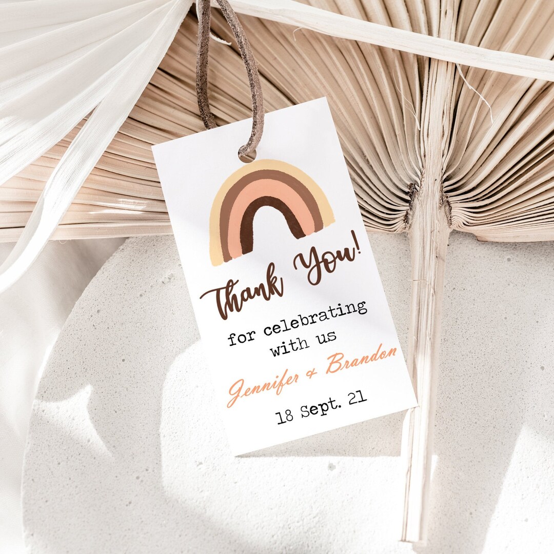 Boho Rainbow Favor Tags, Gift Tags, Wedding Favor Tags, Thank You Tags ...