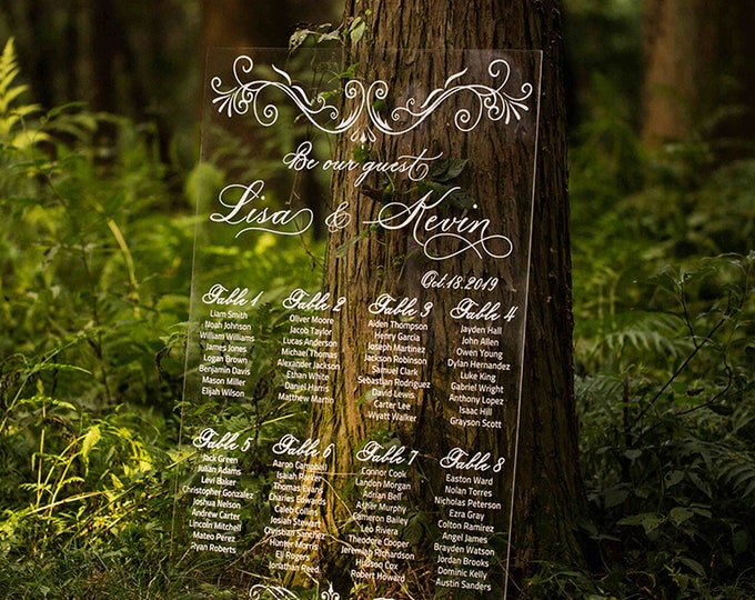 Laser Etched Acrylic Seating Chart,clear Seating Chart,party Decor ...