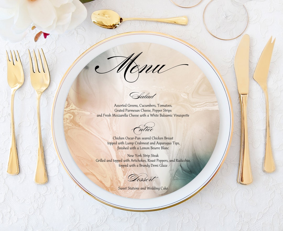 Menu Cards, Wedding Menu Cards, Round Menu Cards, Charger Plates ...