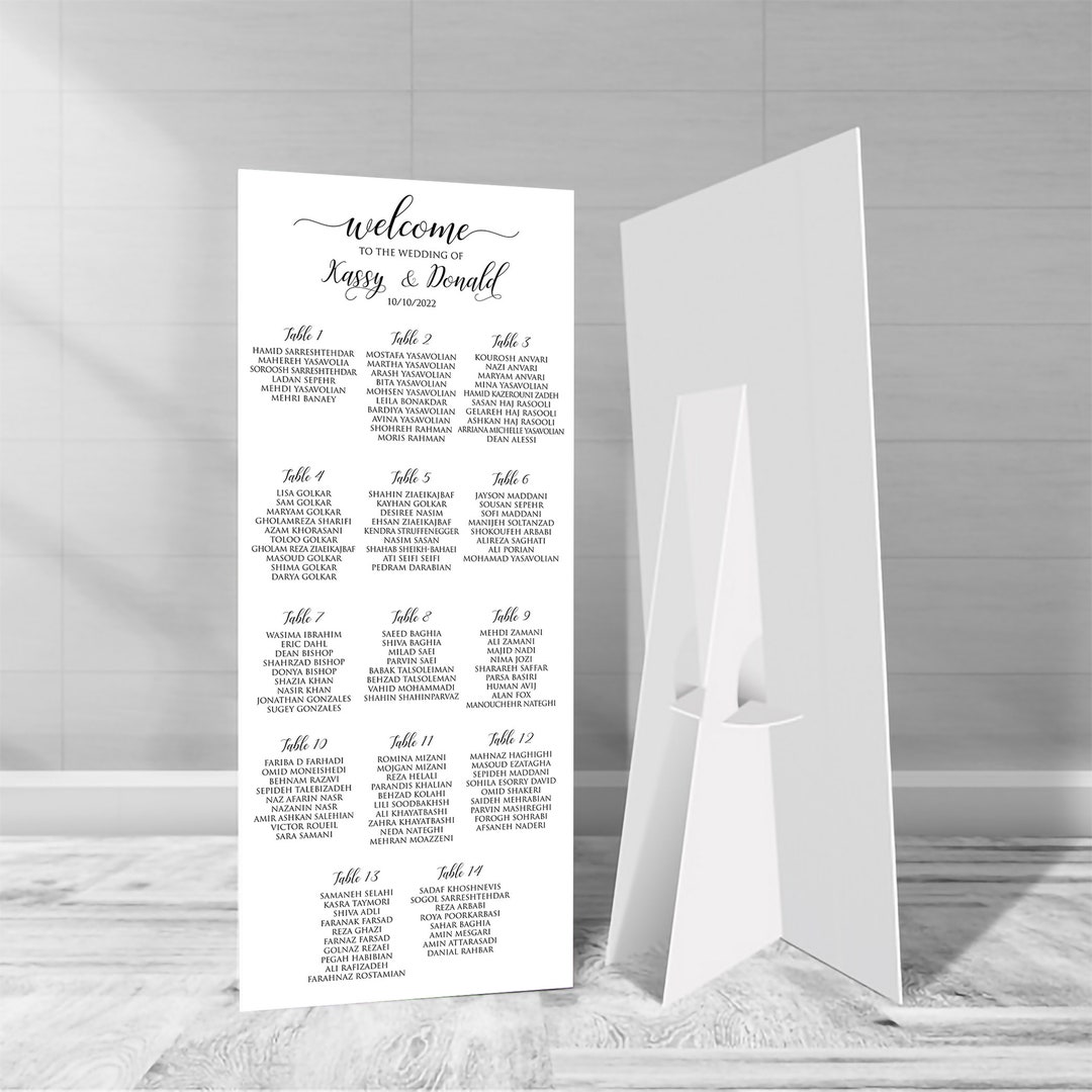 Extra Large Wedding Seating Chart, 6 Feet Tall Seating Chart ...