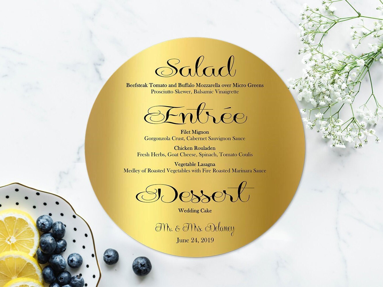 Gold Foil Wedding Menu Cards Gold Menu Cards Round Menus - Etsy Canada