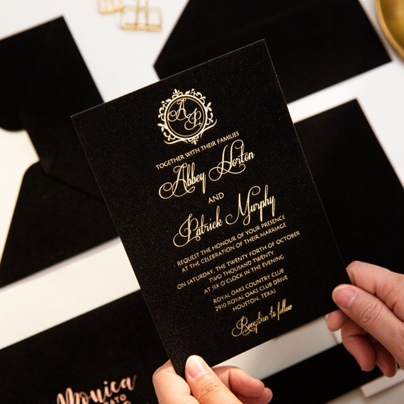 Velvet Invitations Velvet Wedding Invitation Regal Wedding Etsy