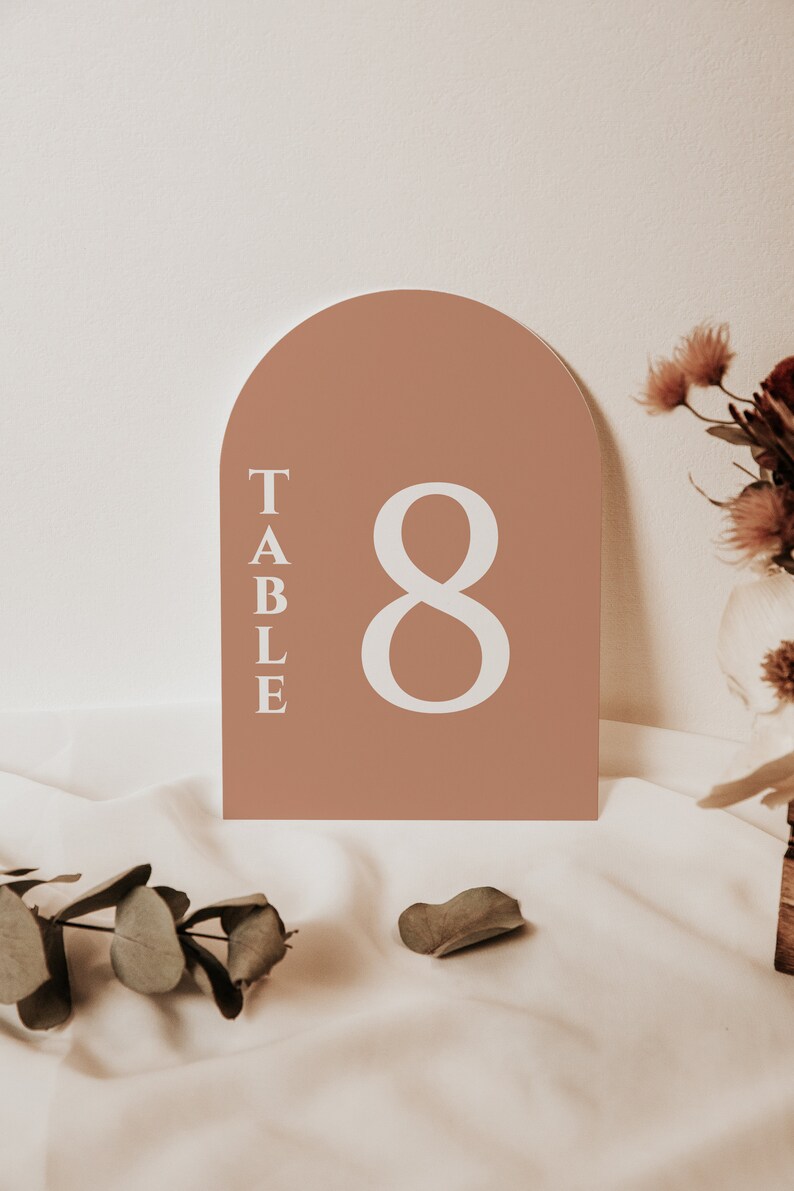 Terracotta Arch Table Number With White Ink Printing - Etsy