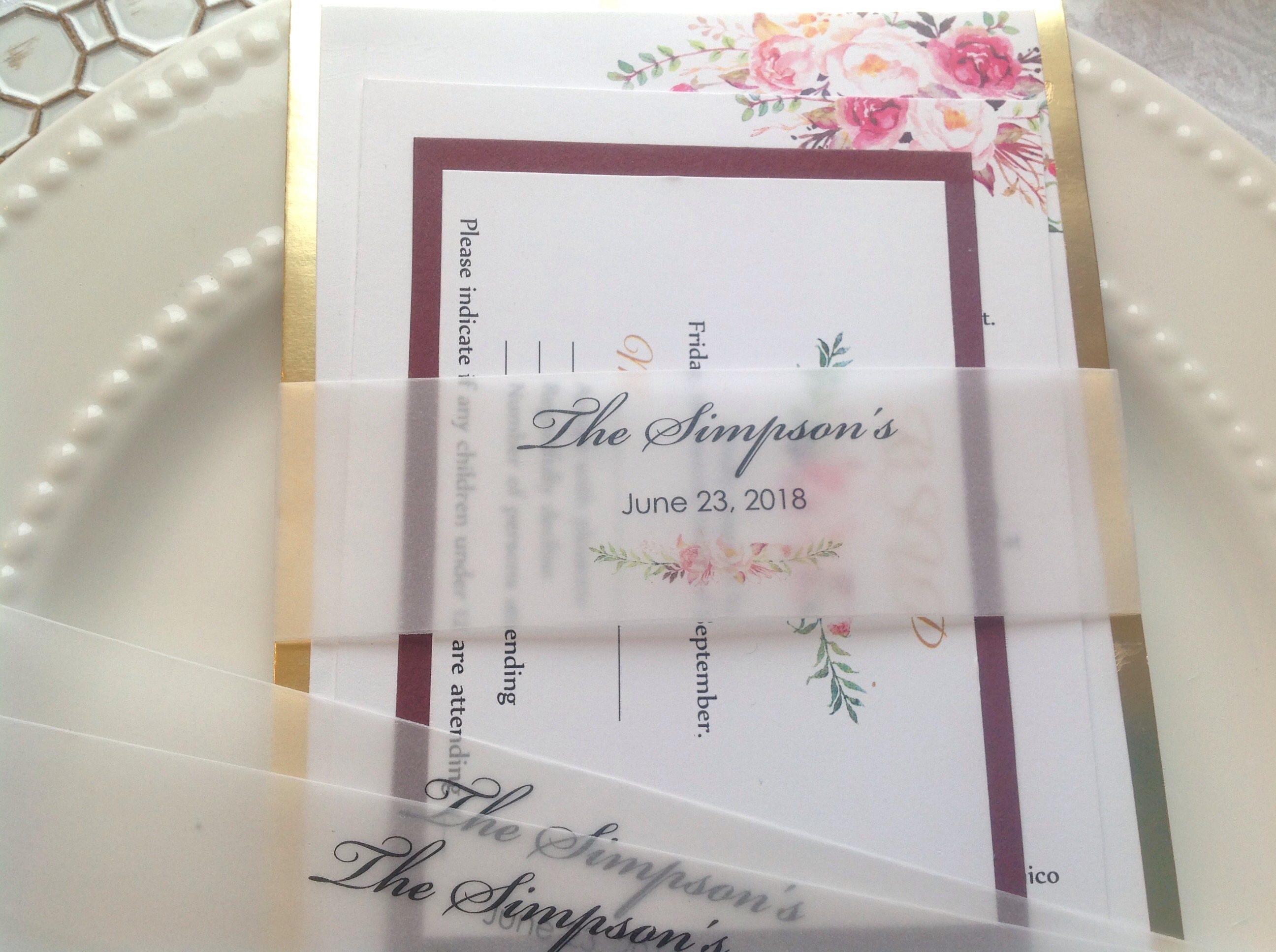 Wedding Invitation Belly Band Vellum Translucent Belly Band - Etsy Canada