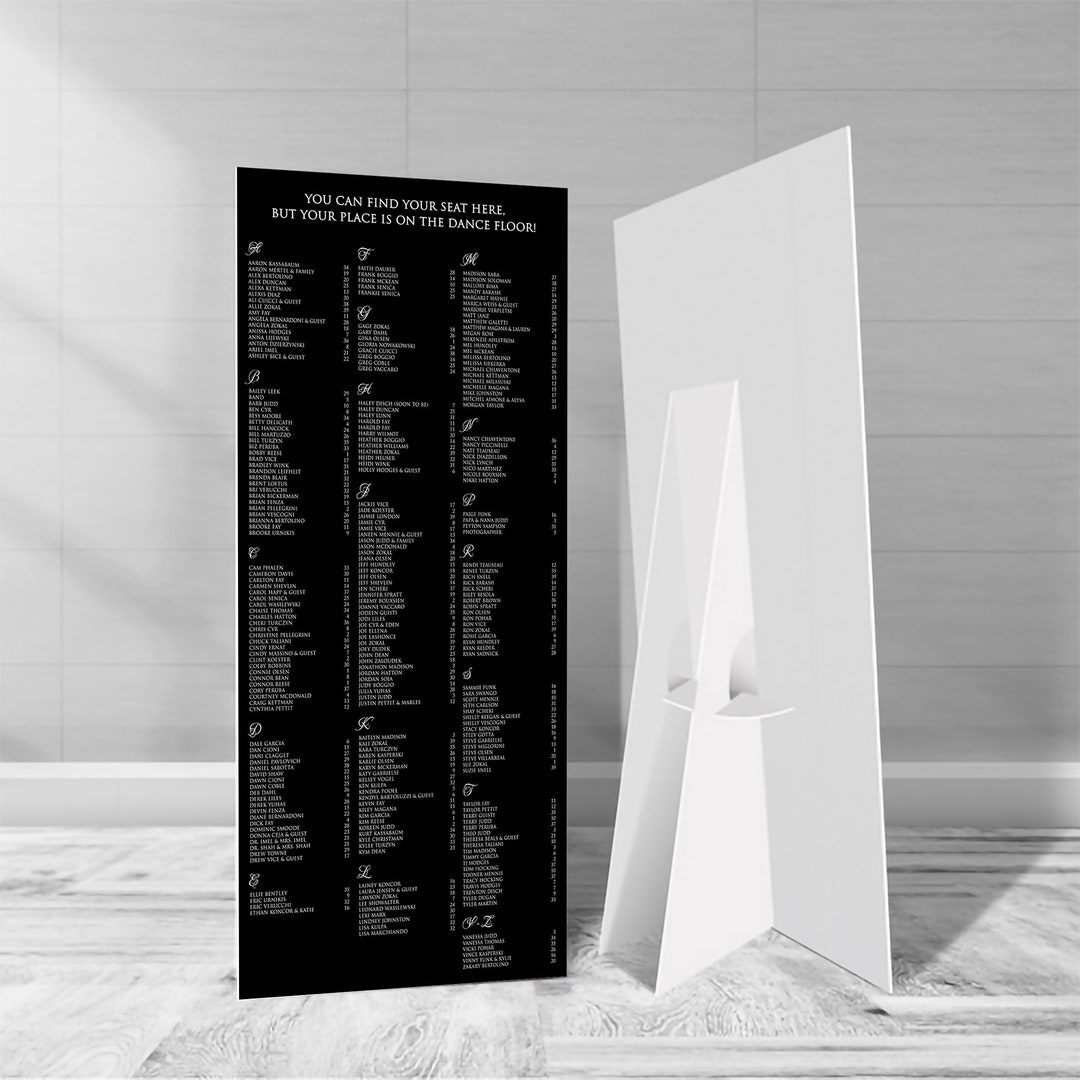 Custom Extra Large Wedding Seating Chart, 6 Feet Tall Seating Chart ...