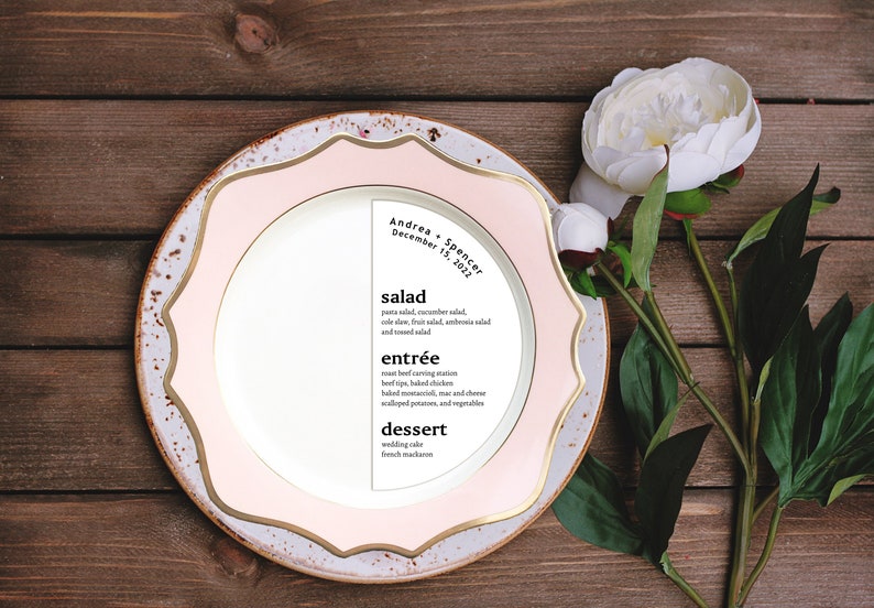 Half Circle Menu Cards, Wedding Menu Cards, Arch Menu Cards, Charger ...
