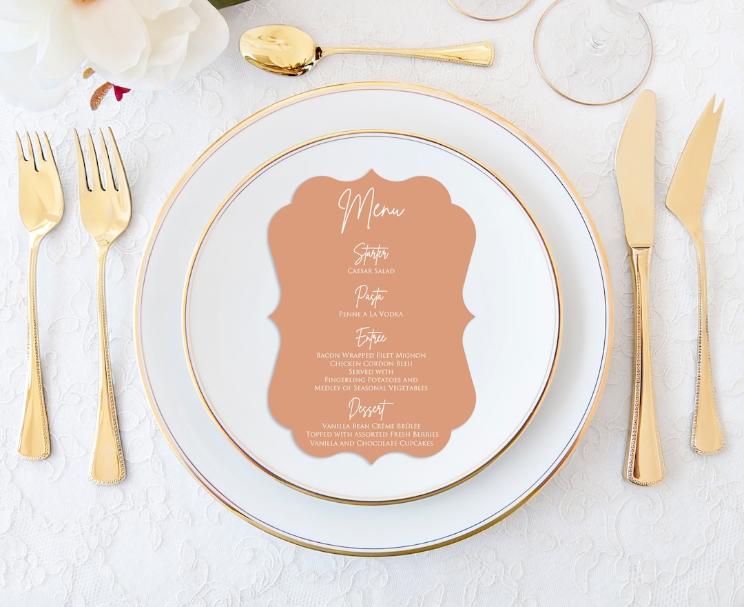 Terracotta Menu Cards, Wedding Menu Cards, With White or Terracotta Ink ...