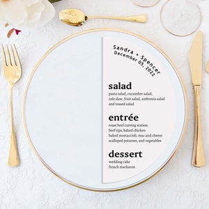 Half Circle Menu Cards, Wedding Menu Cards, Arch Menu Cards, Charger ...
