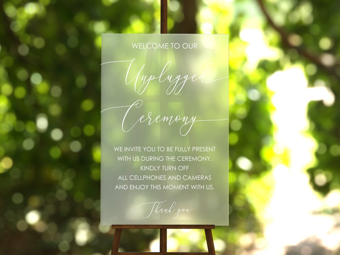 Frosted Acrylic Wedding Signs, Unplugged Ceremony Sign, Welcome Wedding ...