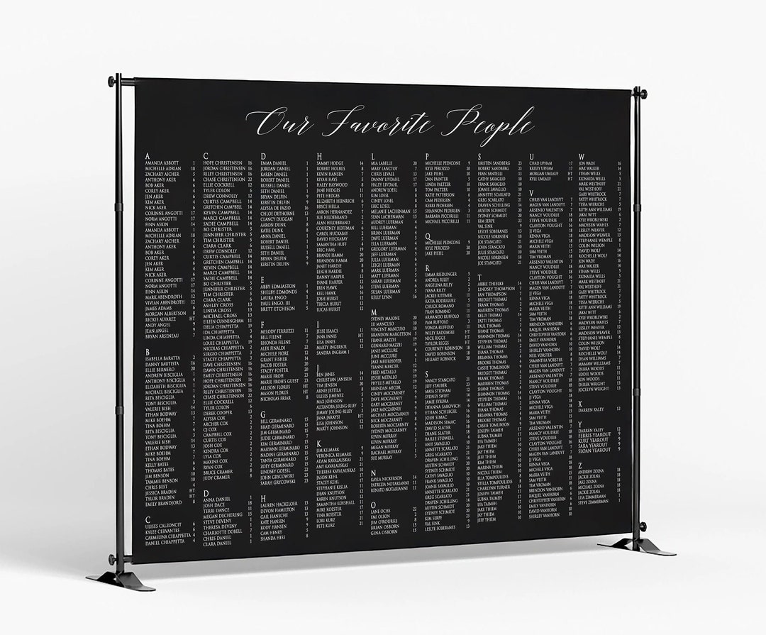 Large Wedding Luxury Seating Chart for up to 600 Guests, 8 Feet Extra ...