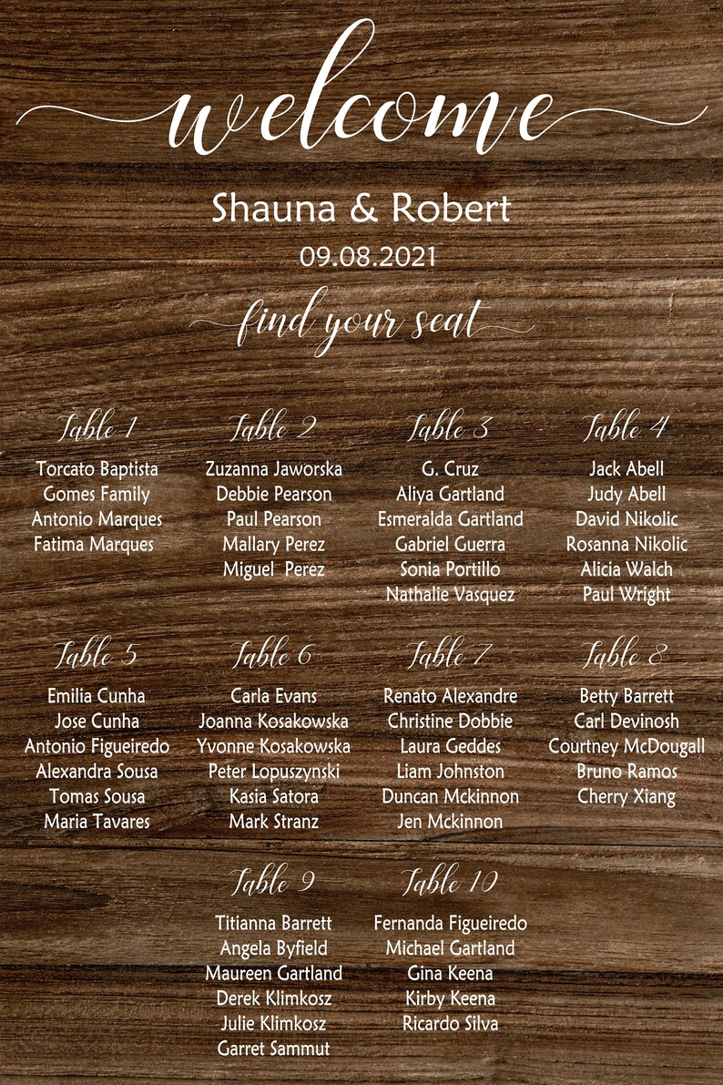 Wood Wedding Seating Chart, Wedding Seating Poster, Seating Plan ...