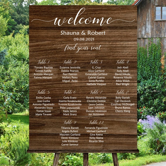 Wood Wedding Seating Chart Wedding Seating Poster Seating - Etsy