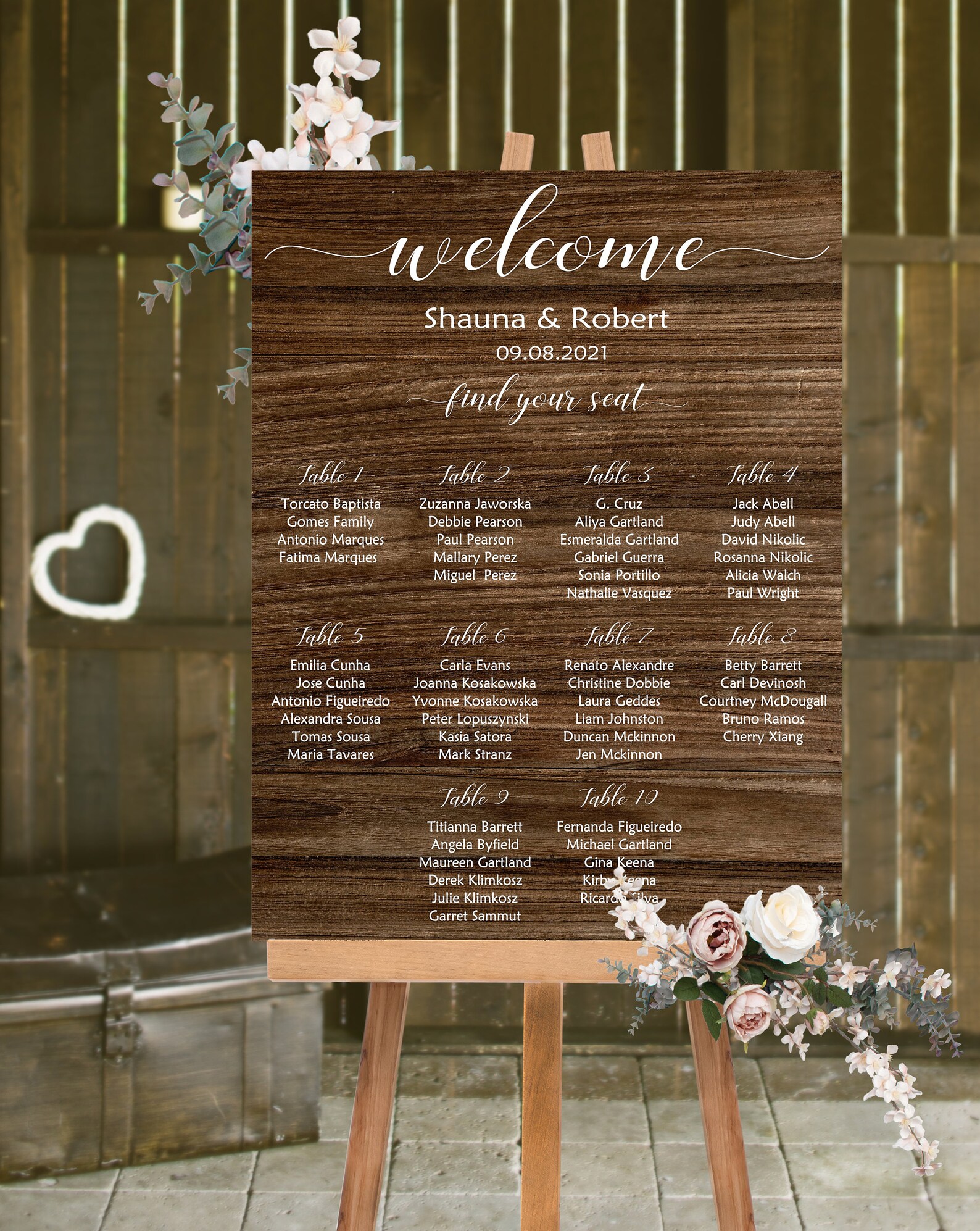 Wood Wedding Seating Chart, Wedding Seating Poster, Seating Plan ...