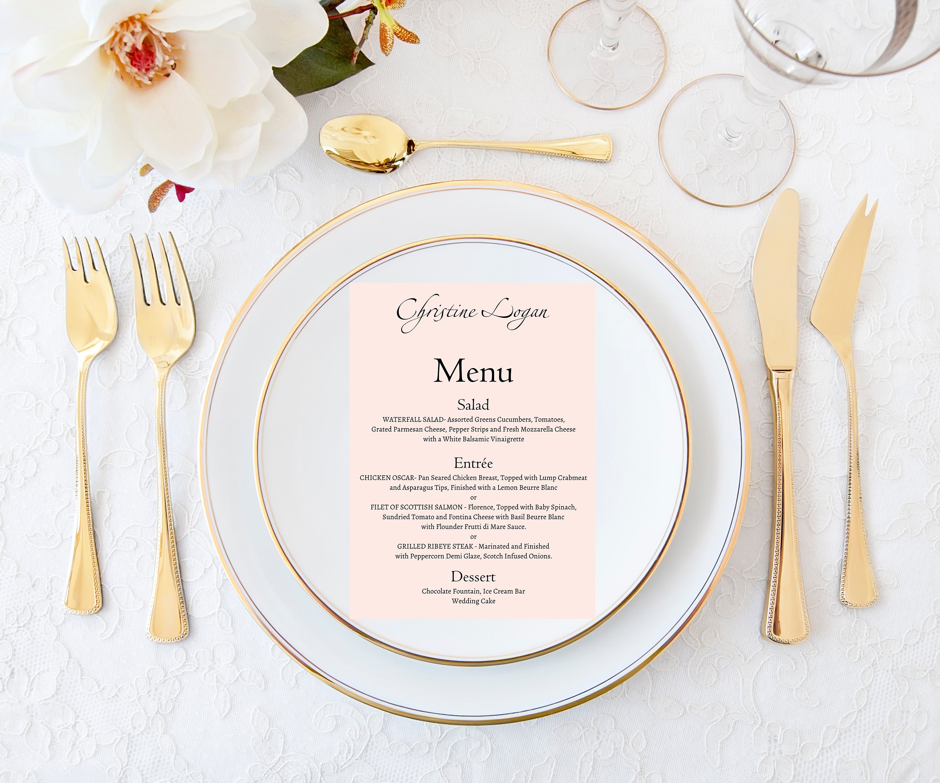 Place Card With Menu Guest Name Menu Cards Place Setting - Etsy Canada