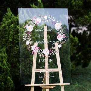 Acrylic Wedding Signs, Welcome Wedding Sign, Welcome Sign, Floral ...