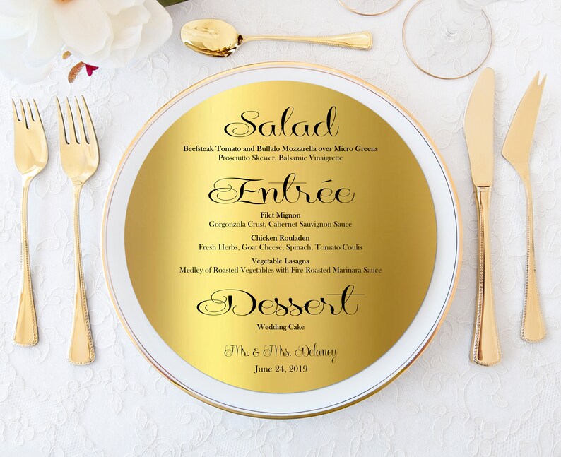 Gold Foil Wedding Menu Cards Gold Menu Cards Round Menus - Etsy Canada