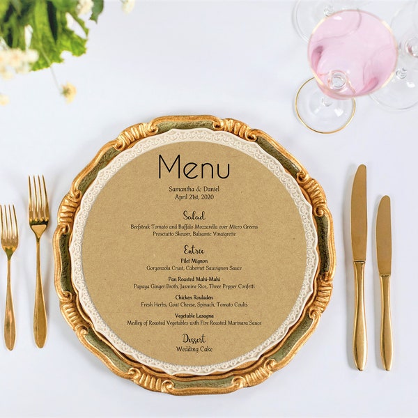 Kraft Paper Menu - Etsy