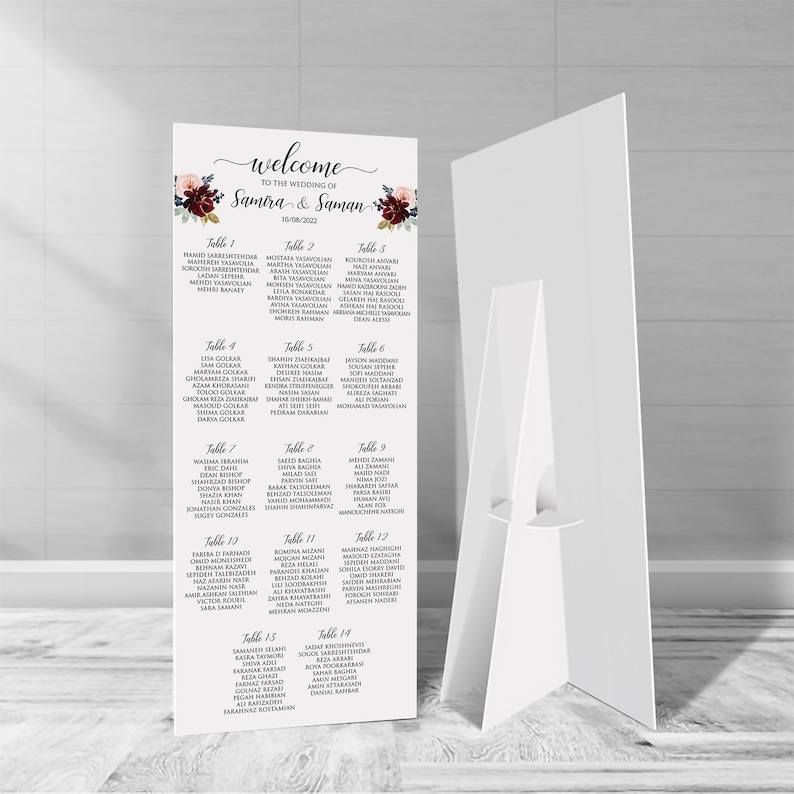Custom Extra Large Wedding Seating Chart, 6 Feet Tall Seating Chart ...