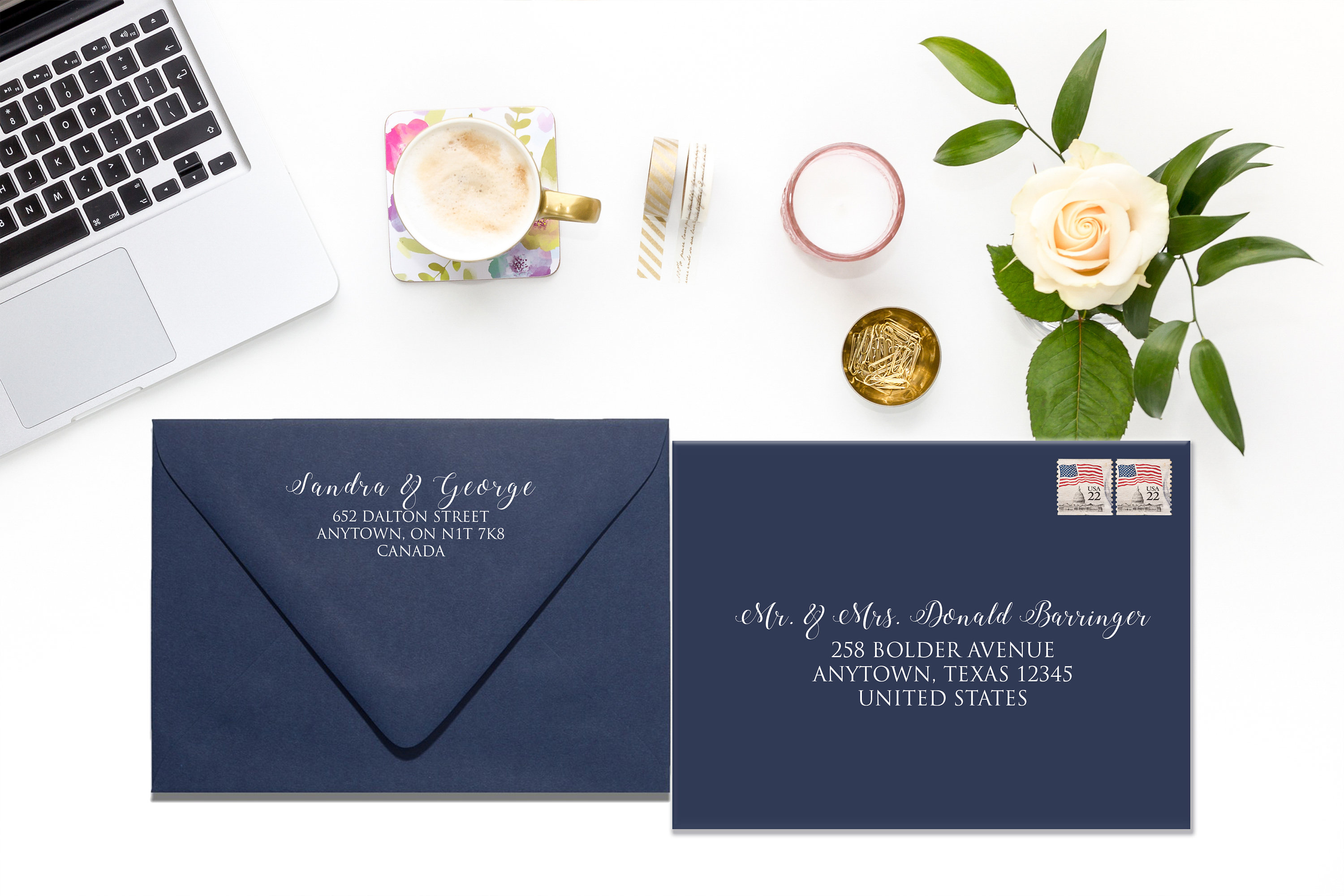 Navy Blue Envelope With Full Addressing Printed Envelopes - Etsy