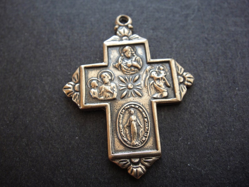 Solid Bronze St Christopher and St Joseph Rosary Cross Bronze | Etsy