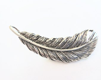 Silver Feather Charm | Etsy