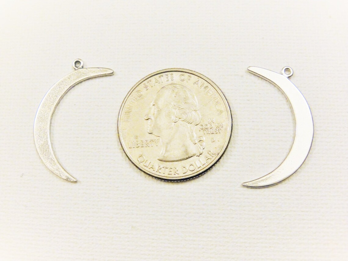 925 Sterling Silver Moon Charm Silver Crescent Moon Silver - Etsy