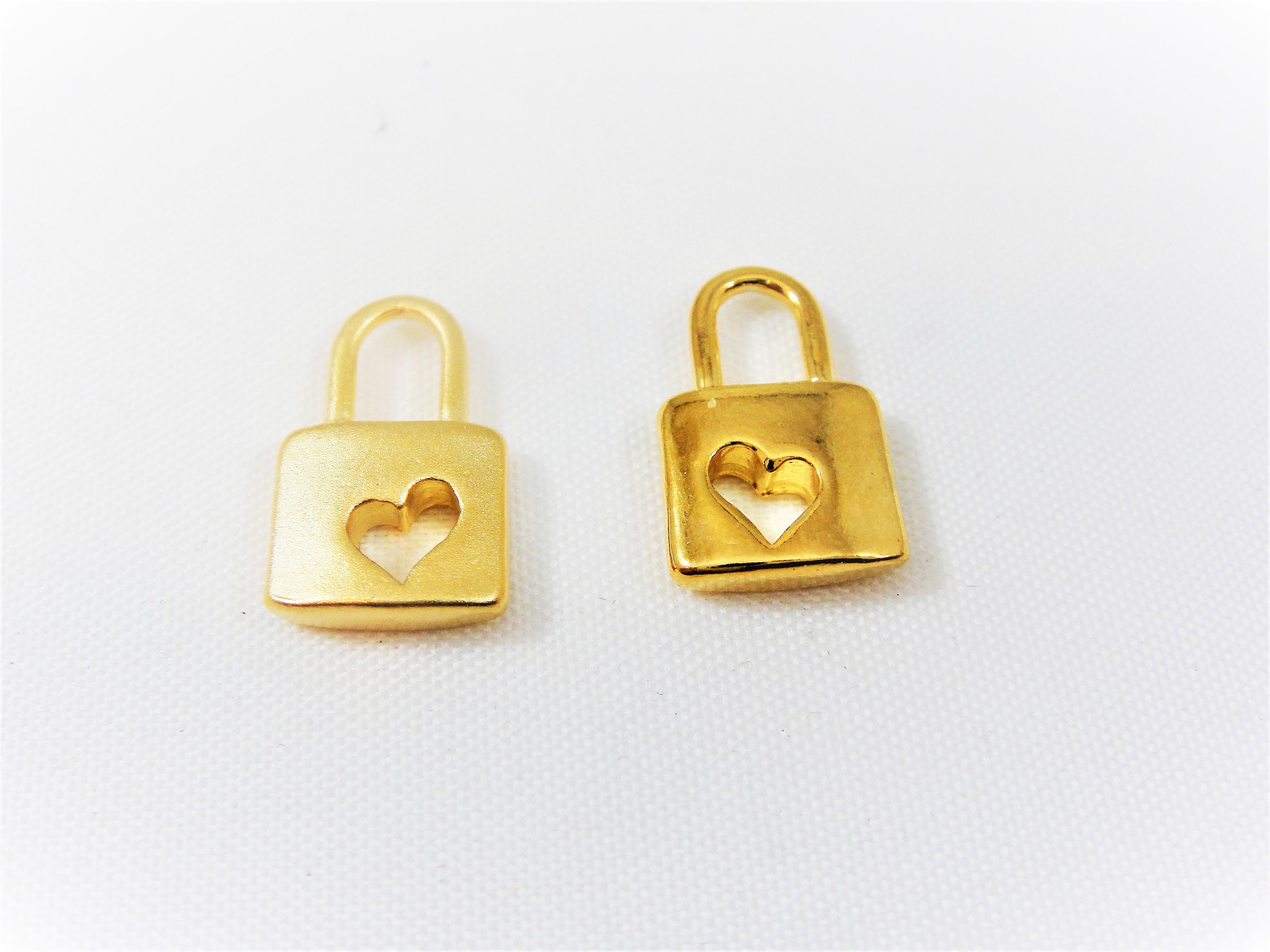 Vermeil 18k Gold Over 925 Sterling Silver Lock Charm Shiny | Etsy