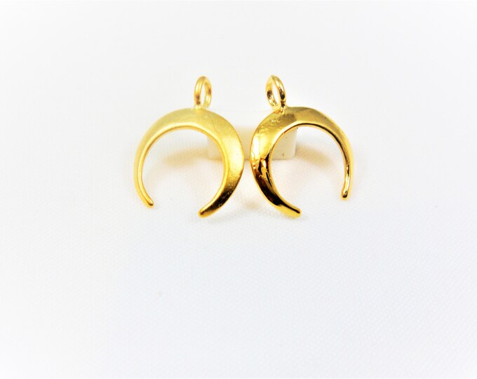 Vermeil, 18k Gold Over 925 Sterling Silver Half Moon, Vermeil Half Moon ...