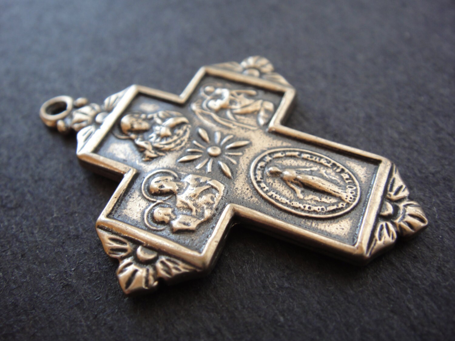 Solid Bronze St Christopher and St Joseph Rosary Cross Bronze | Etsy