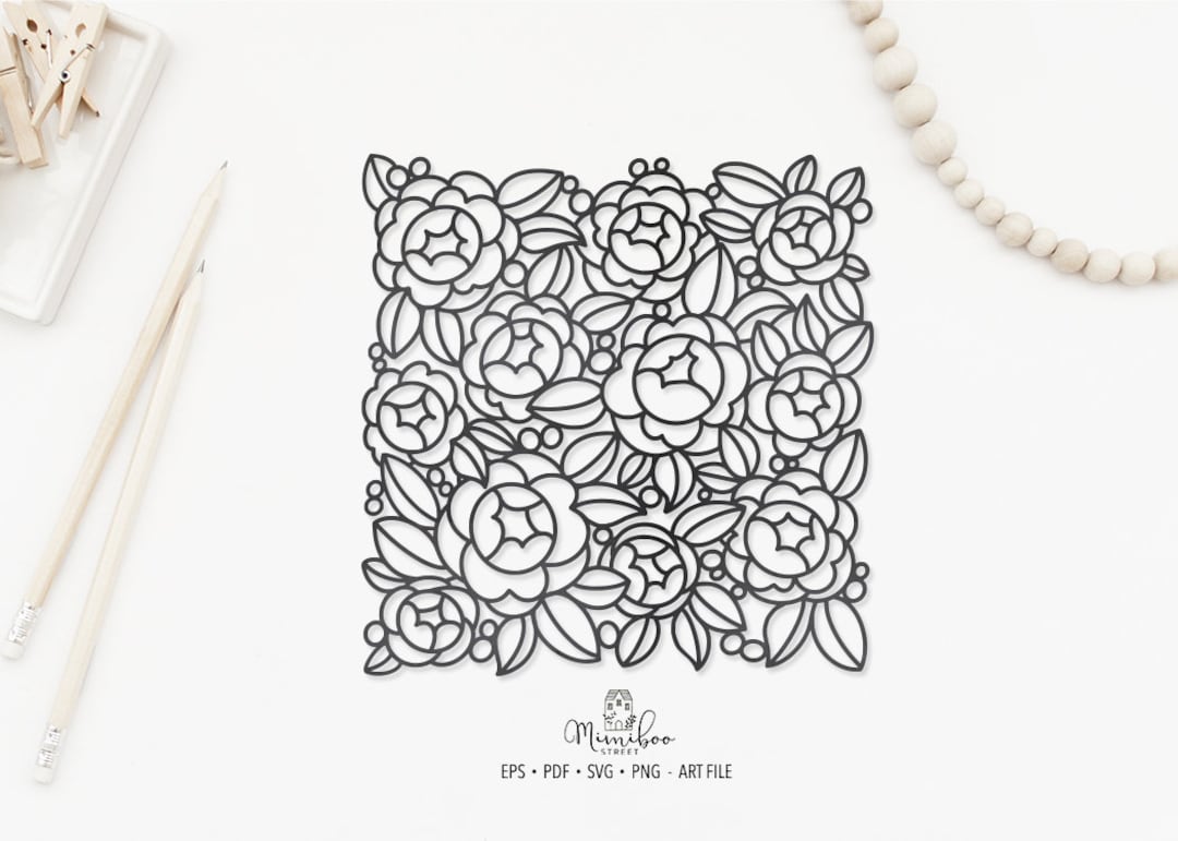 Roses Seamless Pattern Background SVG CUT File Art Plotter File Paper ...