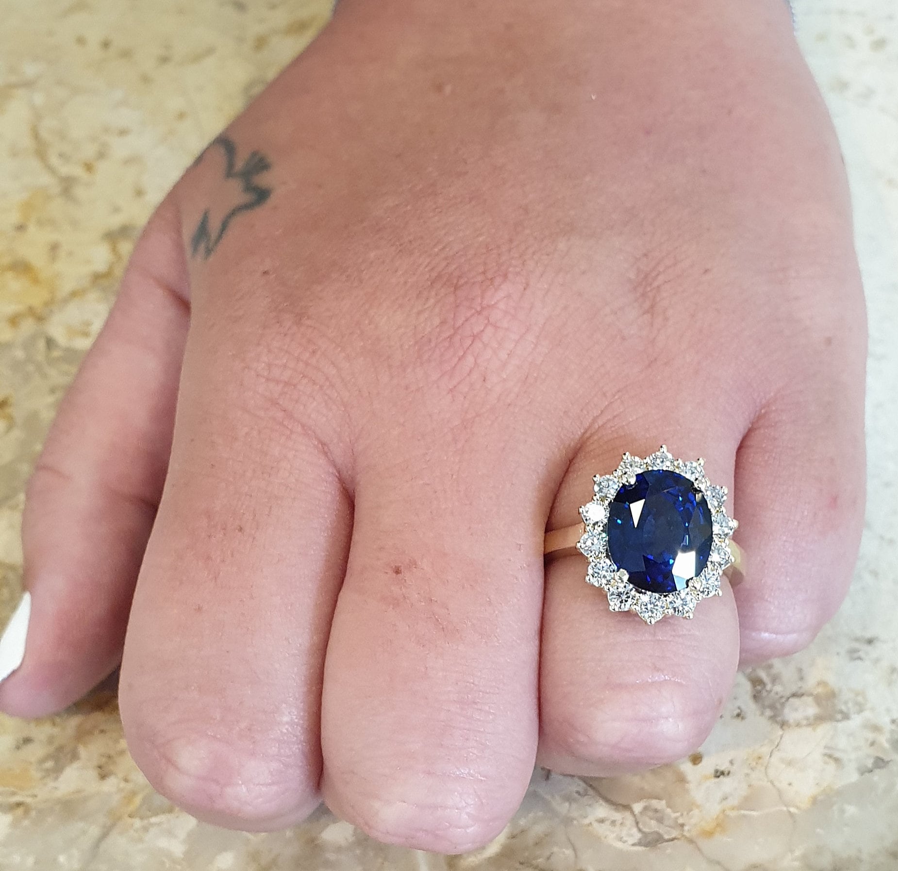 Princess Diana Engagement Ring 4CT Oval Blue Sapphire 14K | Etsy