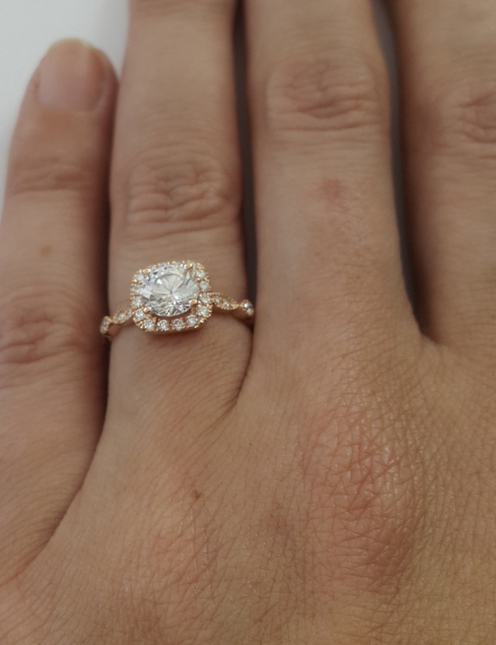 Rose Gold Engagement Ring Unique Engagement Ring Vintage | Etsy