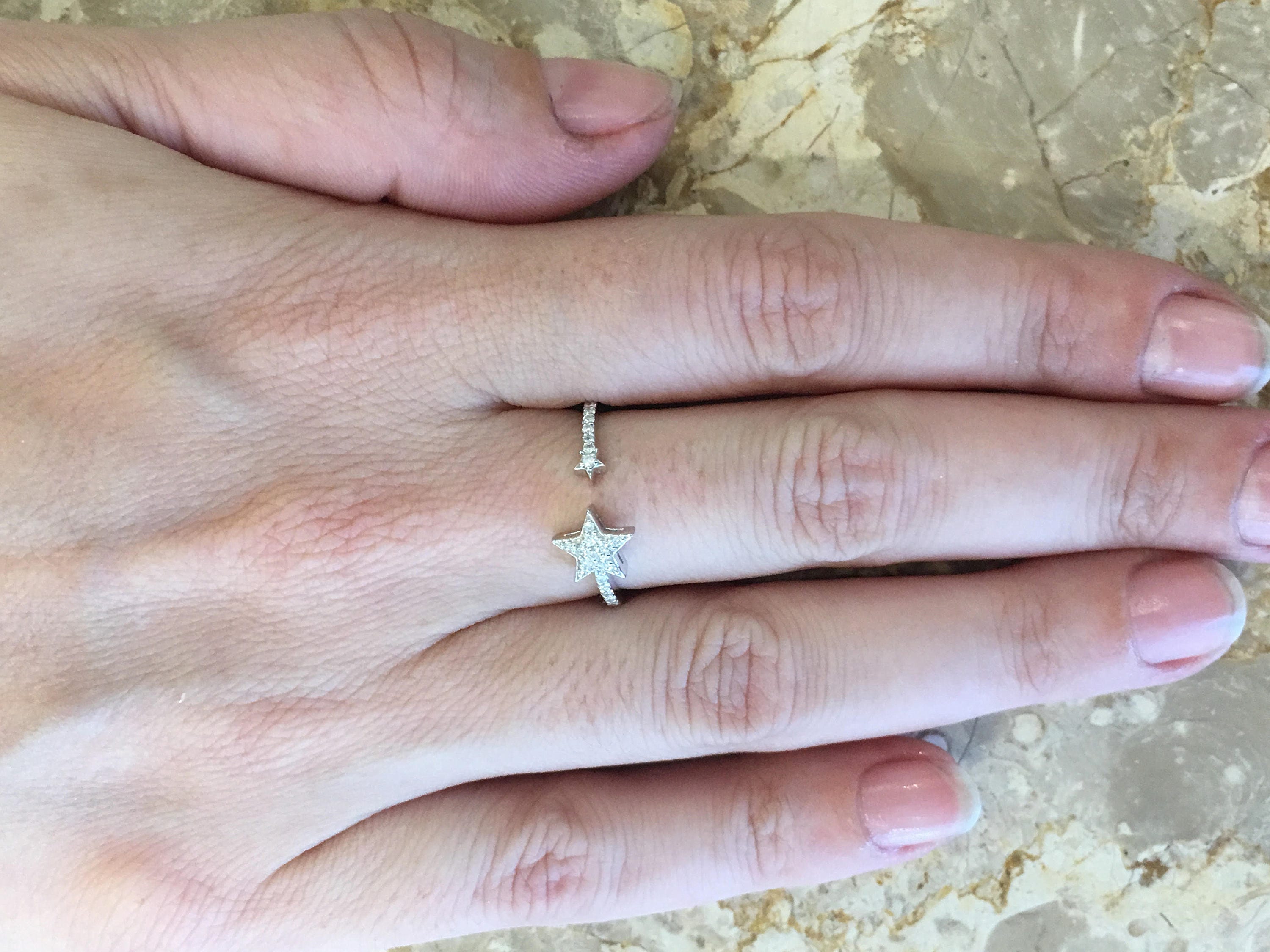 On Sale Statement Ring Star Shape 14k White Gold WIth Diamonds | Etsy