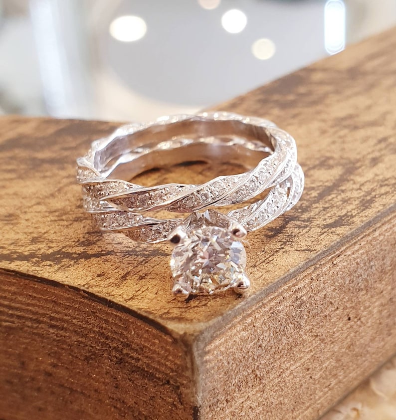Bridal Set Wedding Rings Diamonds 14k White Gold, Wedding Set Women ...