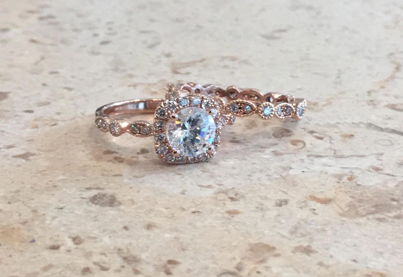 Rose Gold Engagement Ring Unique Engagement Ring Vintage | Etsy