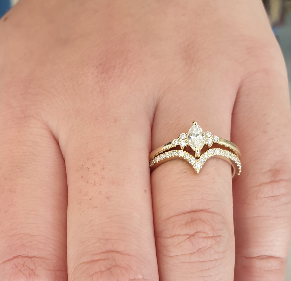 Wedding Ring Set Marquise Diamond Engagement Ring Matching - Etsy