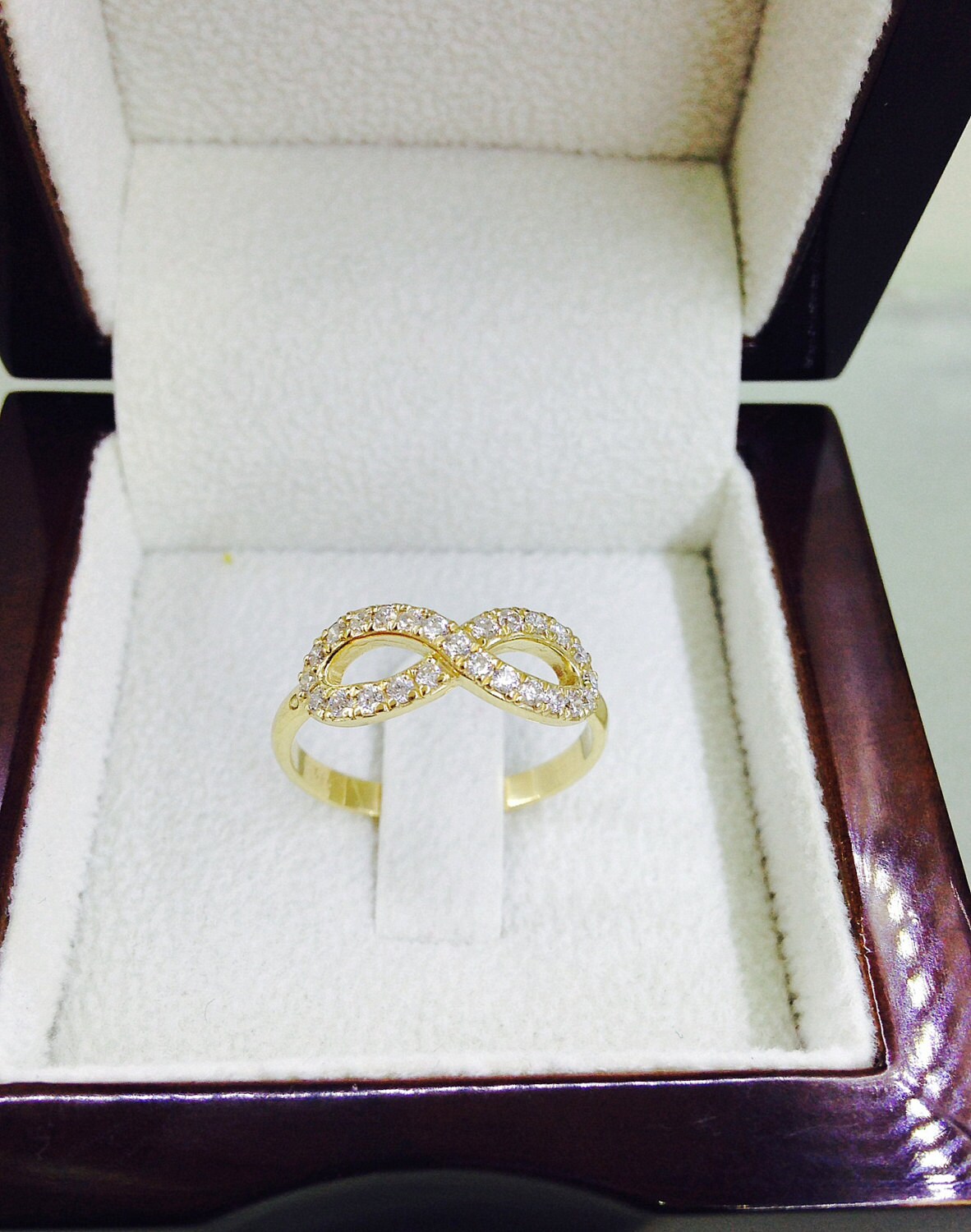 Infinity Diamond Ring 14K Yellow Gold | Etsy